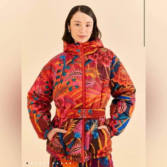 FARM Rio | Jackets & Coats | Farm Rio Vintage Wave Reversible Puffer ...
